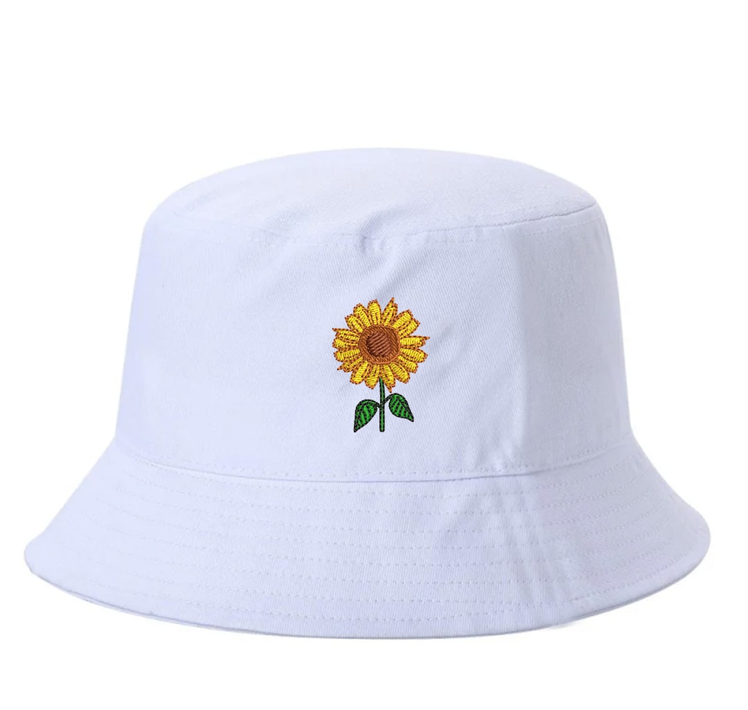 Spring Hat Sunflower Bucket Hat, Flower Sun Hat, Flower Embroidered Hat ...