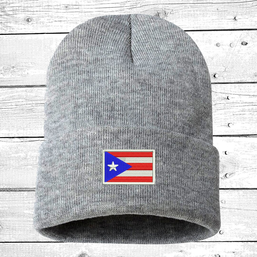 Puerto Rican Flag Cuffed Beanie, Puertorican Festival Hats, Embroidered ...