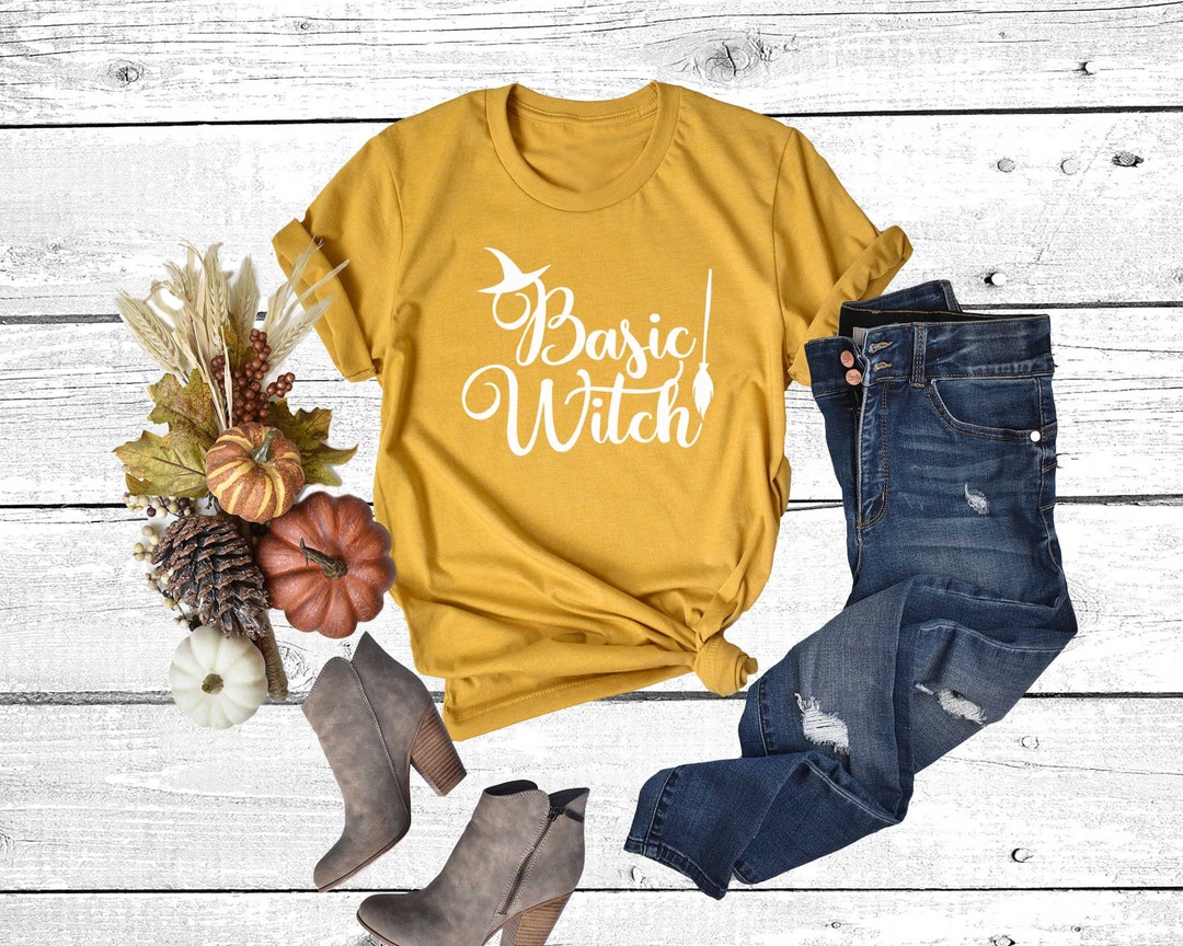Basic Witch T-shirt Fall Shirt Women Short Sleeve Crewneck Halloween ...