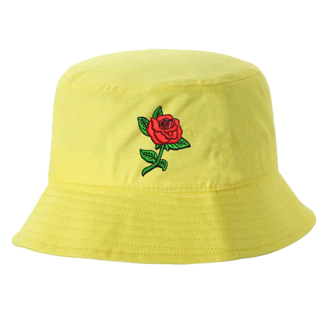 Red Rose Stem Bucket Hat, Unisex Sun Hats, Spring Bucket Hats ...