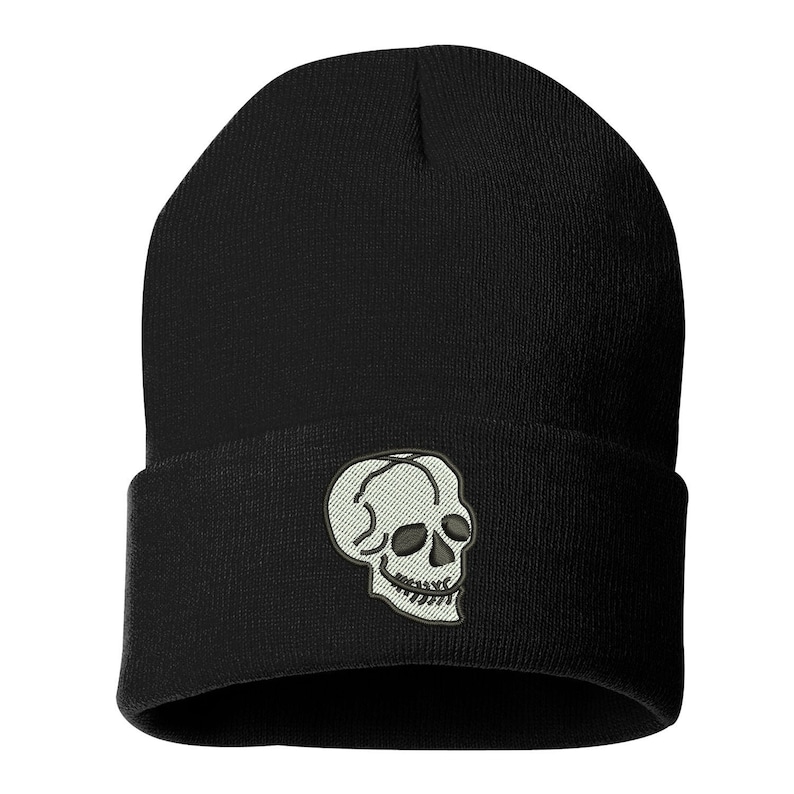 Skull Beanie Hat Winter Hat Skeleton Cap Embroidered Beanie - Etsy
