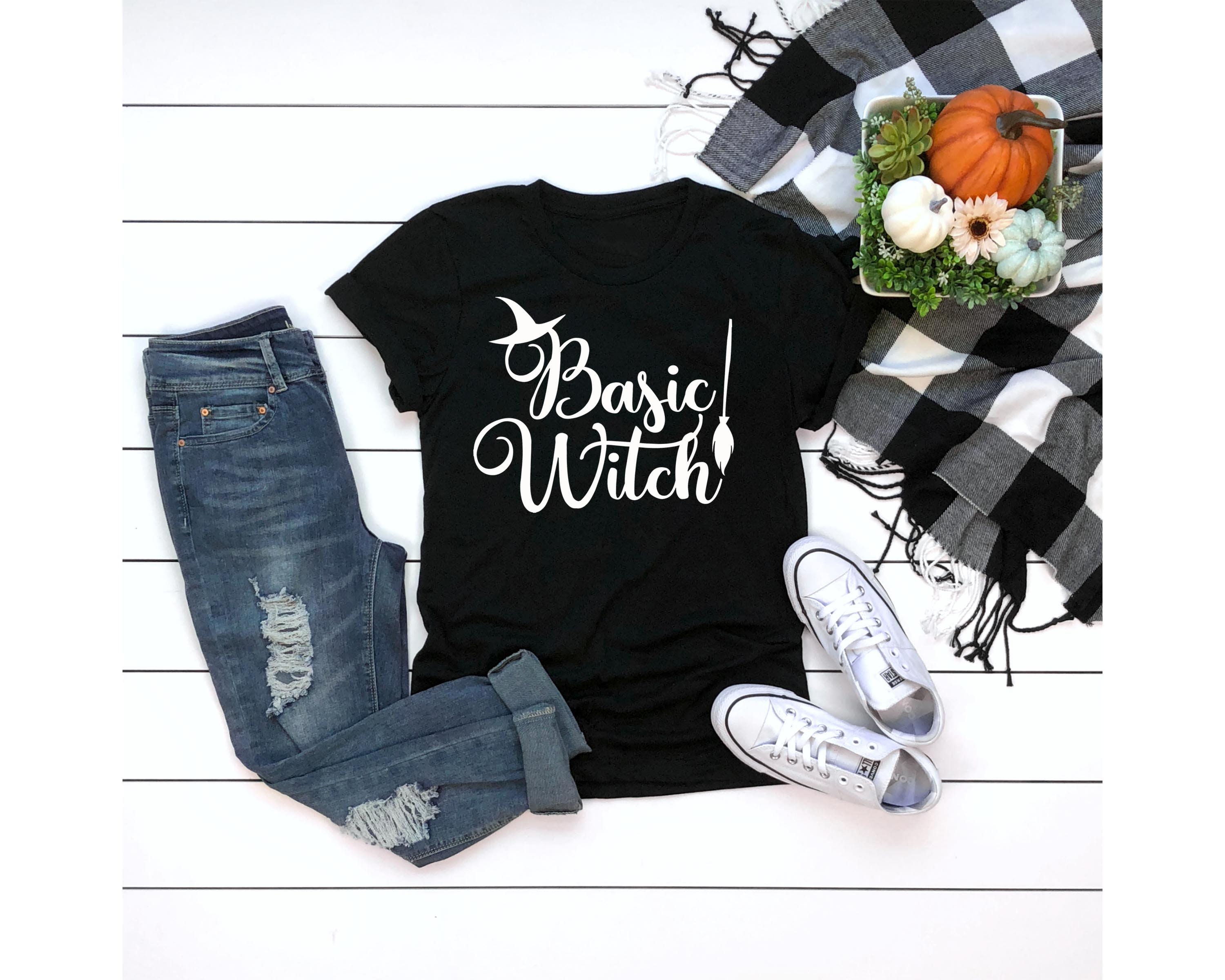 Basic Witch T-shirt Fall Shirt Women Short Sleeve Crewneck | Etsy