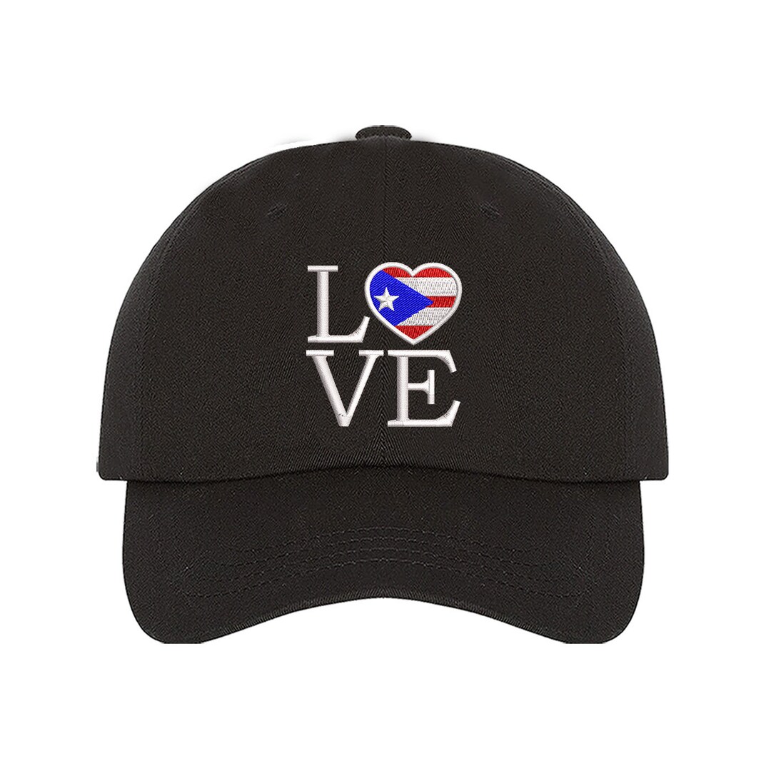 Puerto Rico Love Embroidered Baseball Hat, Puerto Rican Baseball Hat ...