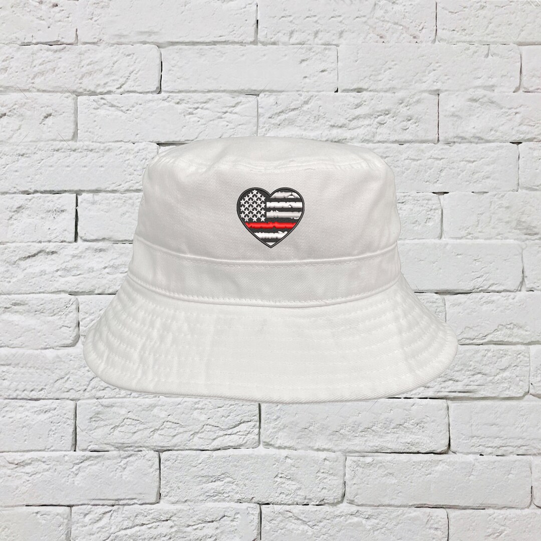 Fireman Heart Bucket Hat, Fire Department Hats, Fisherman Hats, EMT ...