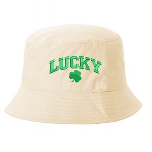 LUCKY Clover St Patricks Bucket Hat, Clover St Pattys Day Cap, St Paddy ...