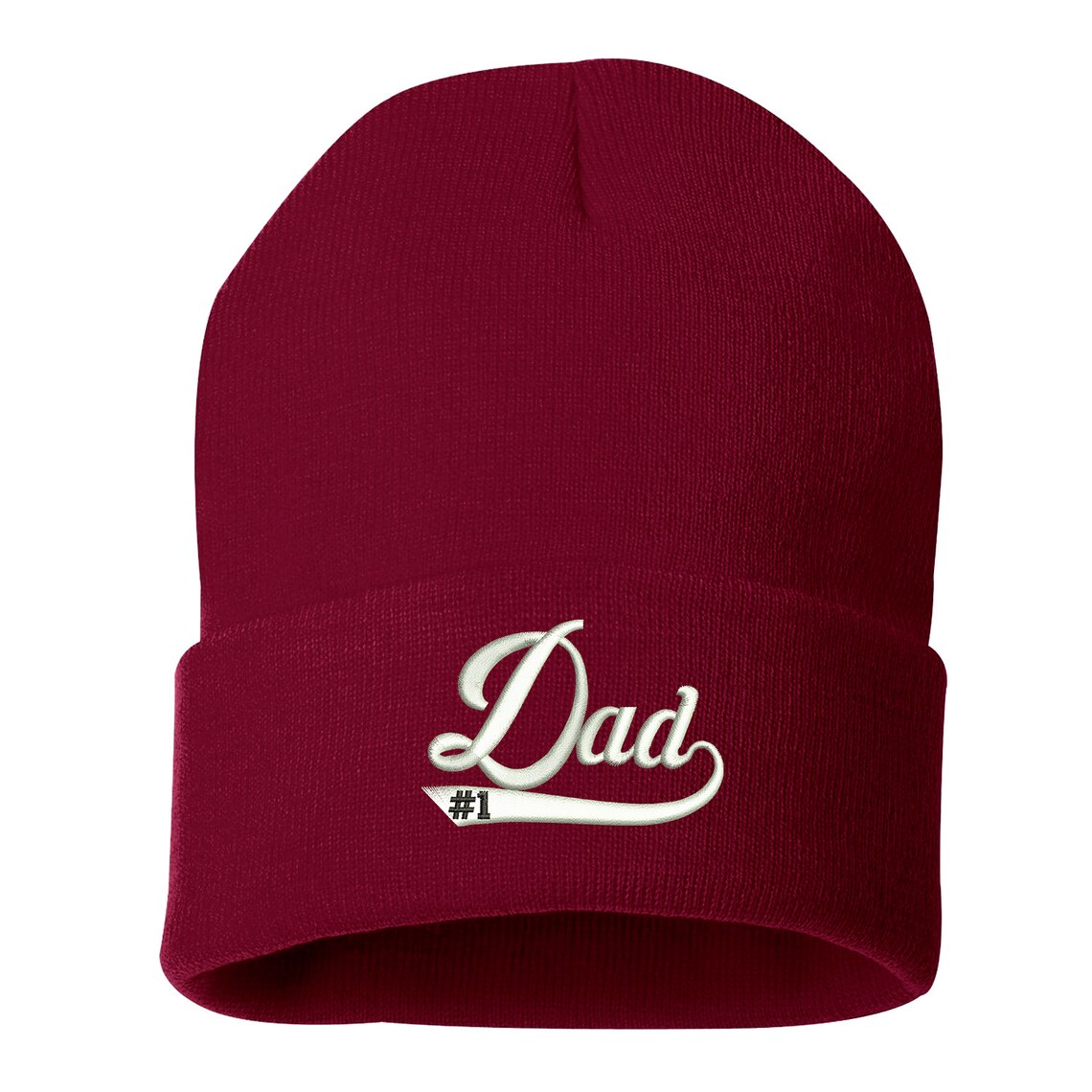 Number One Dad Embroidered Beanie Cuffed Cap, Gift for Dad, Sports Dad ...