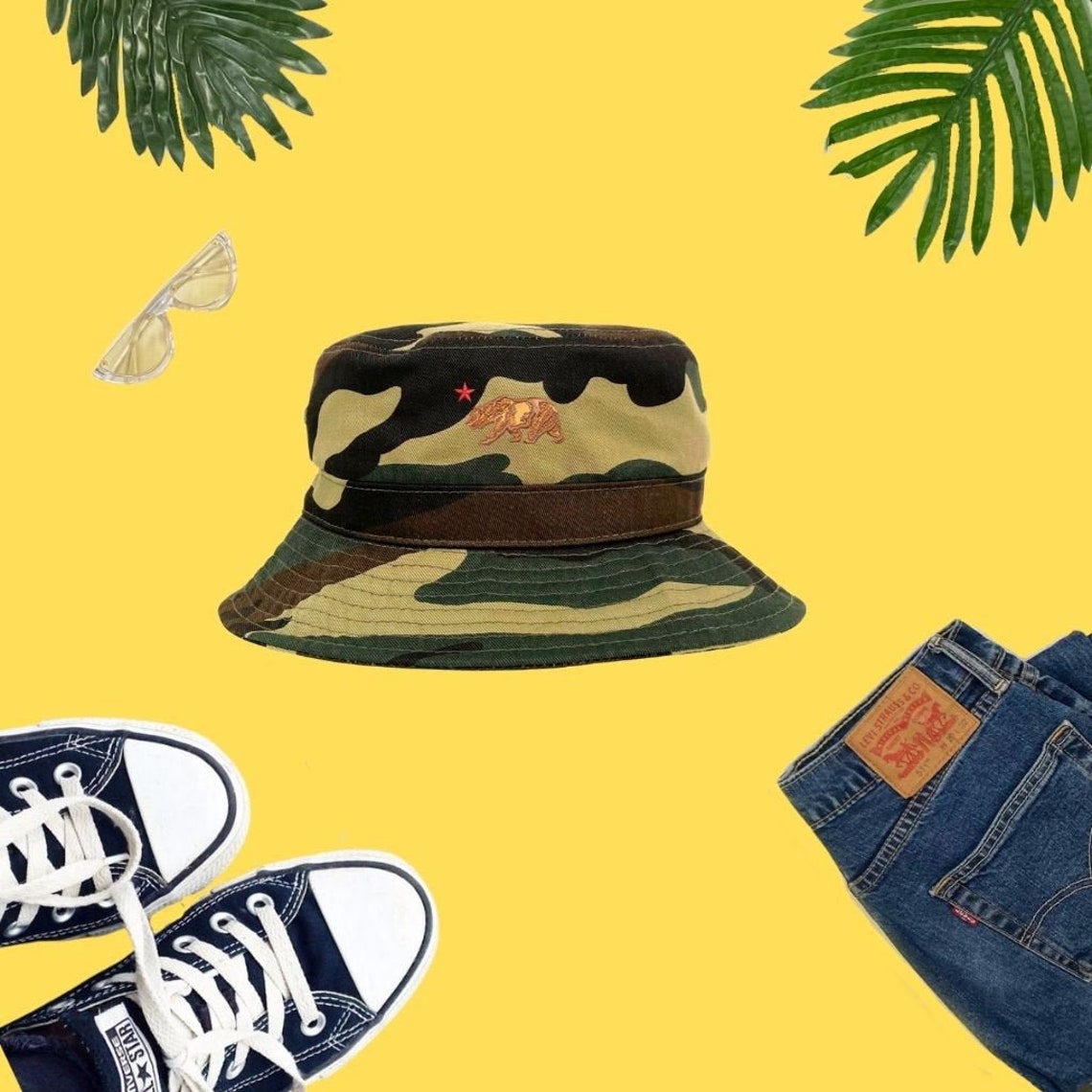 California Bear Bucket Hat Cali Bear Embroidered Hats - Etsy