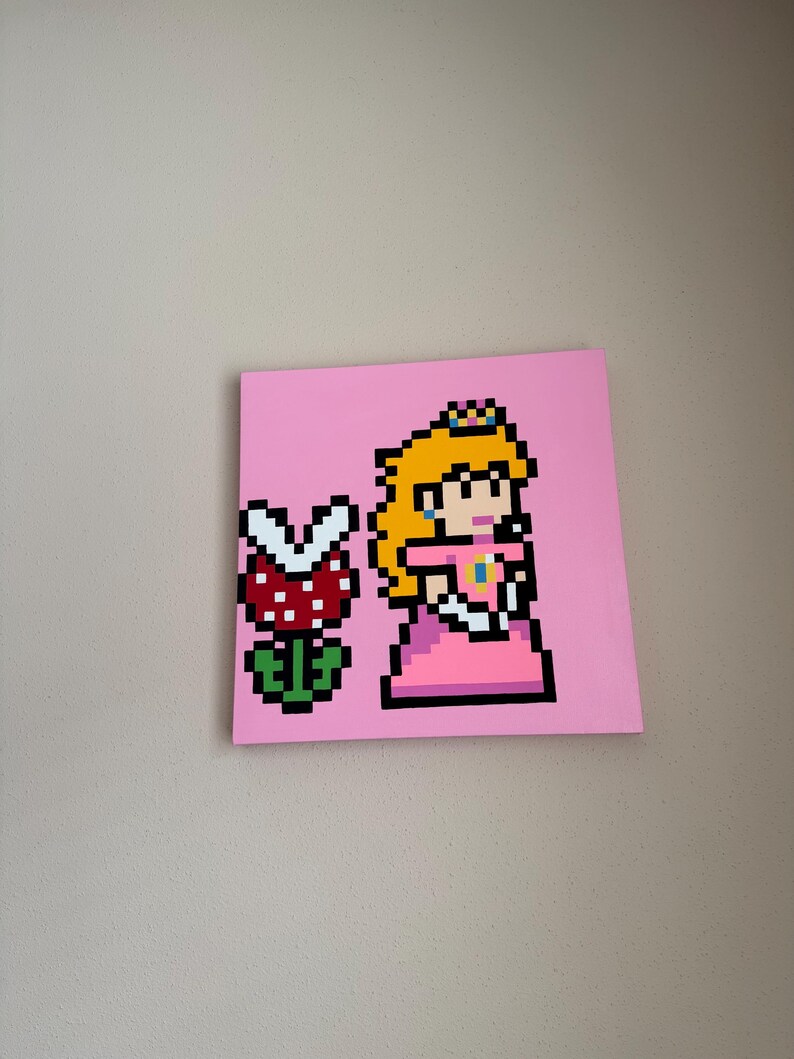 Mario & Princess Peach Pixel Painting - Etsy