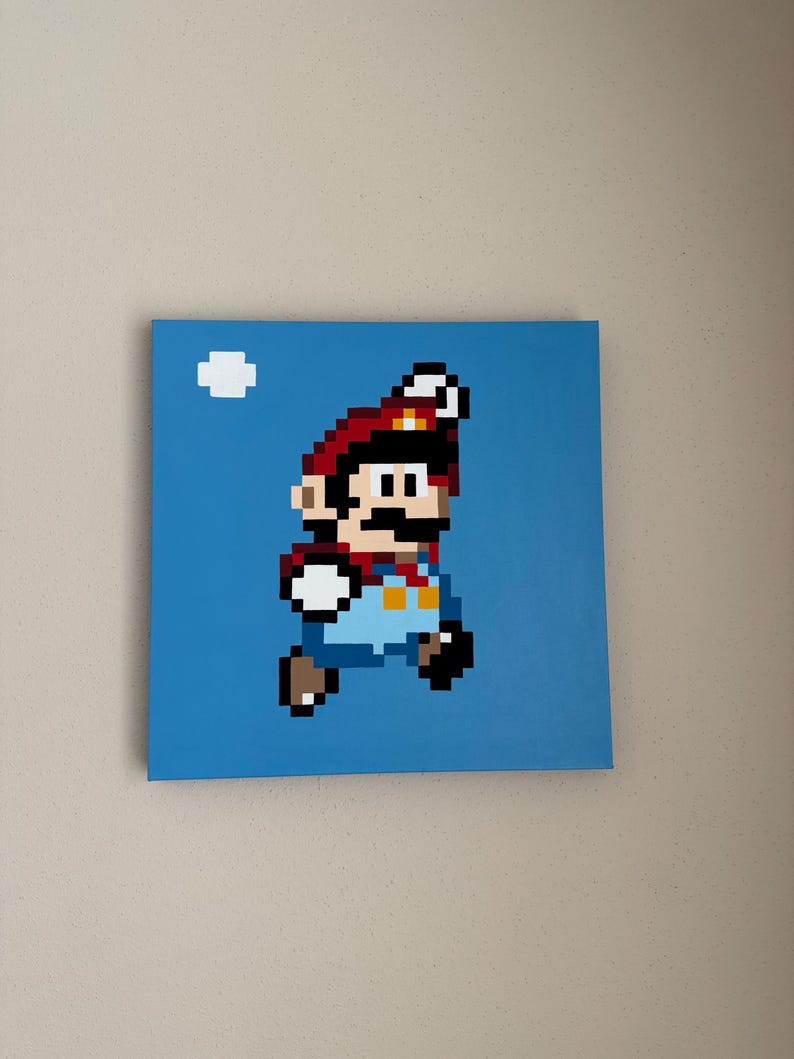 Mario & Princess Peach Pixel Painting - Etsy