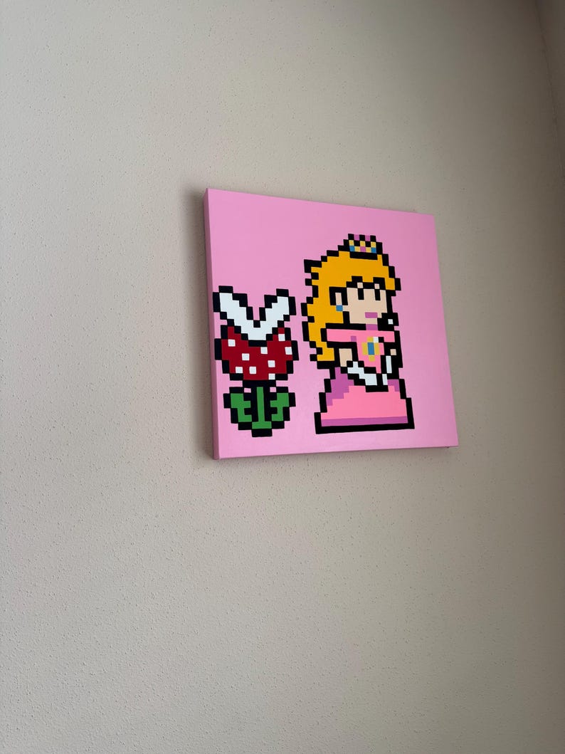 Mario & Princess Peach Pixel Painting - Etsy