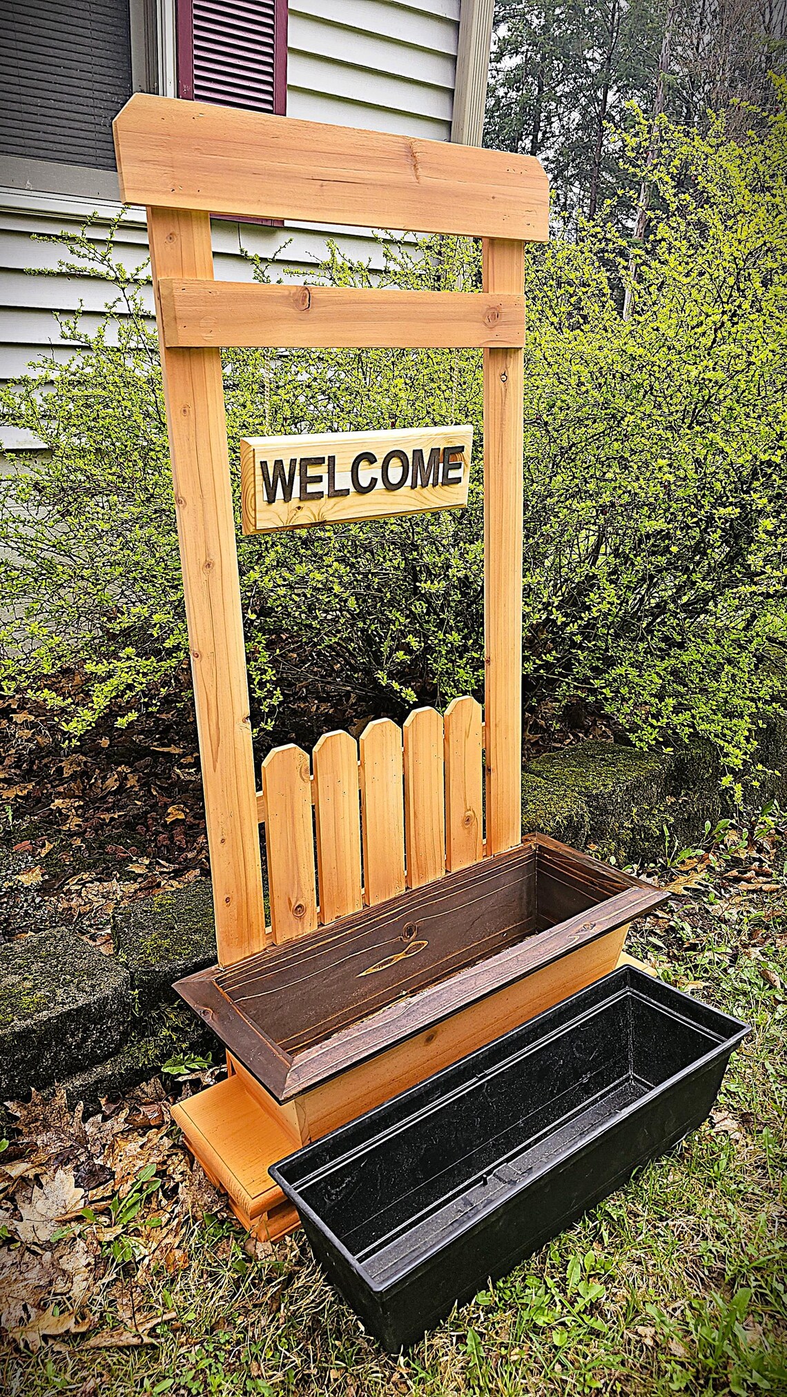 Cedar Planter With Customizable Sign. Raised Cedar Planter - Etsy