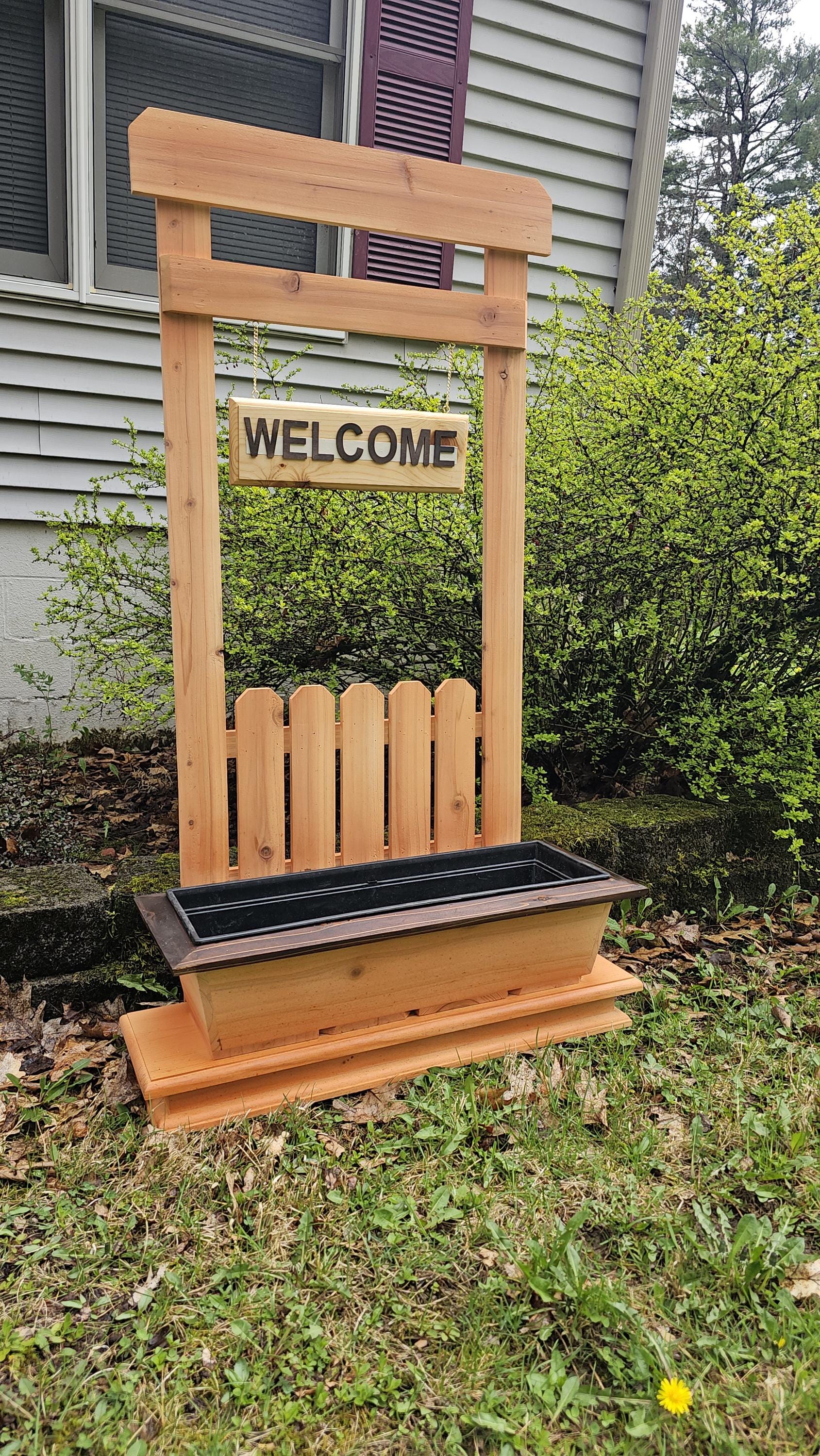Cedar Planter With Customizable Sign. Raised Cedar Planter - Etsy
