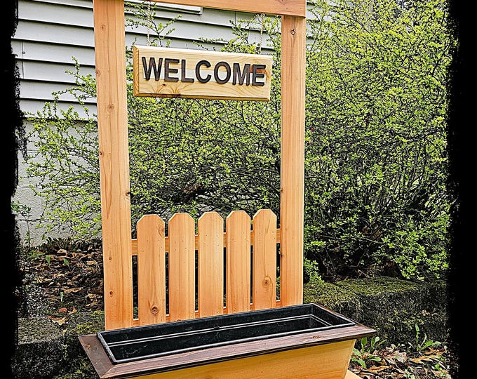 Cedar Planter With Customizable Sign. Raised Cedar Planter - Etsy