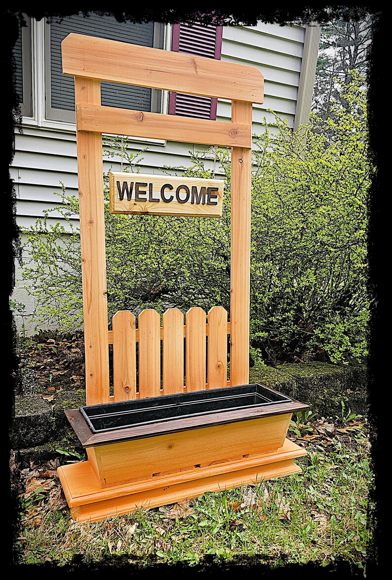 Cedar Planter With Customizable Sign. Raised Cedar Planter - Etsy