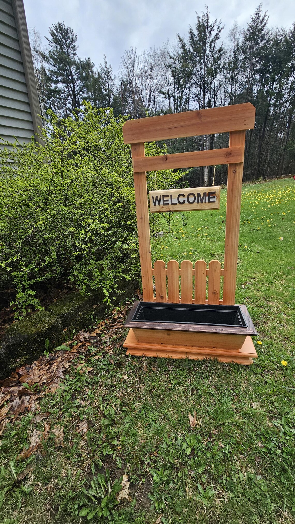 Cedar Planter With Customizable Sign. Raised Cedar Planter - Etsy