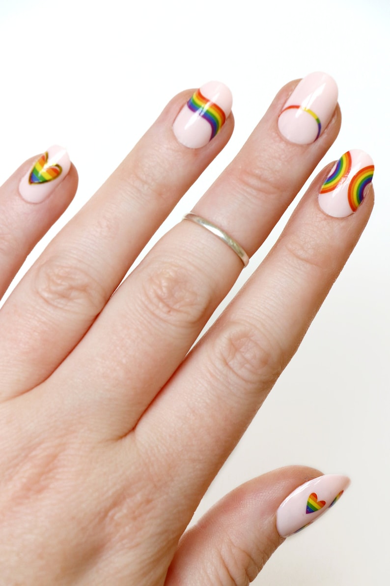 Rainbow Waterslide Nail Decals / Pride Nail Decals / Cute Nail - Etsy