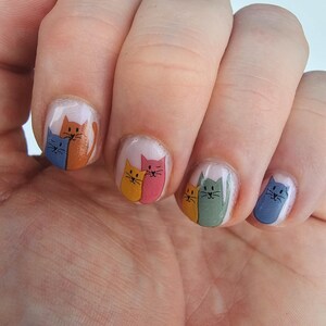 Colorful Cats Waterslide Nail Decals | DIY Nail Art | Cat Nail Stickers ...