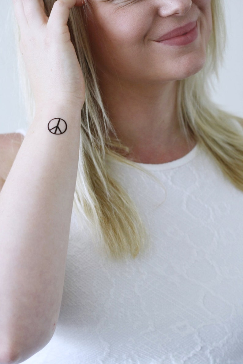 4 Small Peace Sign Temporary Tattoos / Small Temporary Tattoo | Etsy