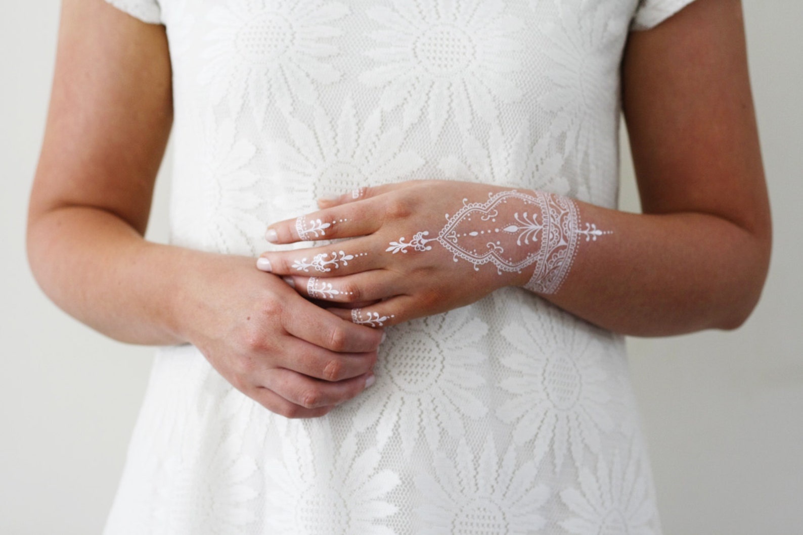 White Henna Temporary Tattoo | Bohemian Temporary Tattoo | Henna Style ...