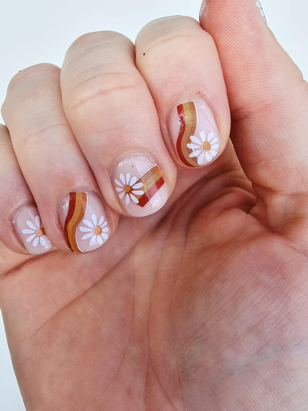 Retro Daisy & Swirl Nail Decals | 60's and 90's Inspired Nail Stickers ...
