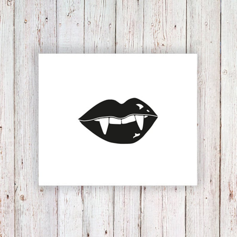 Vampire teeth temporary tattoos / lips tattoo / small | Etsy