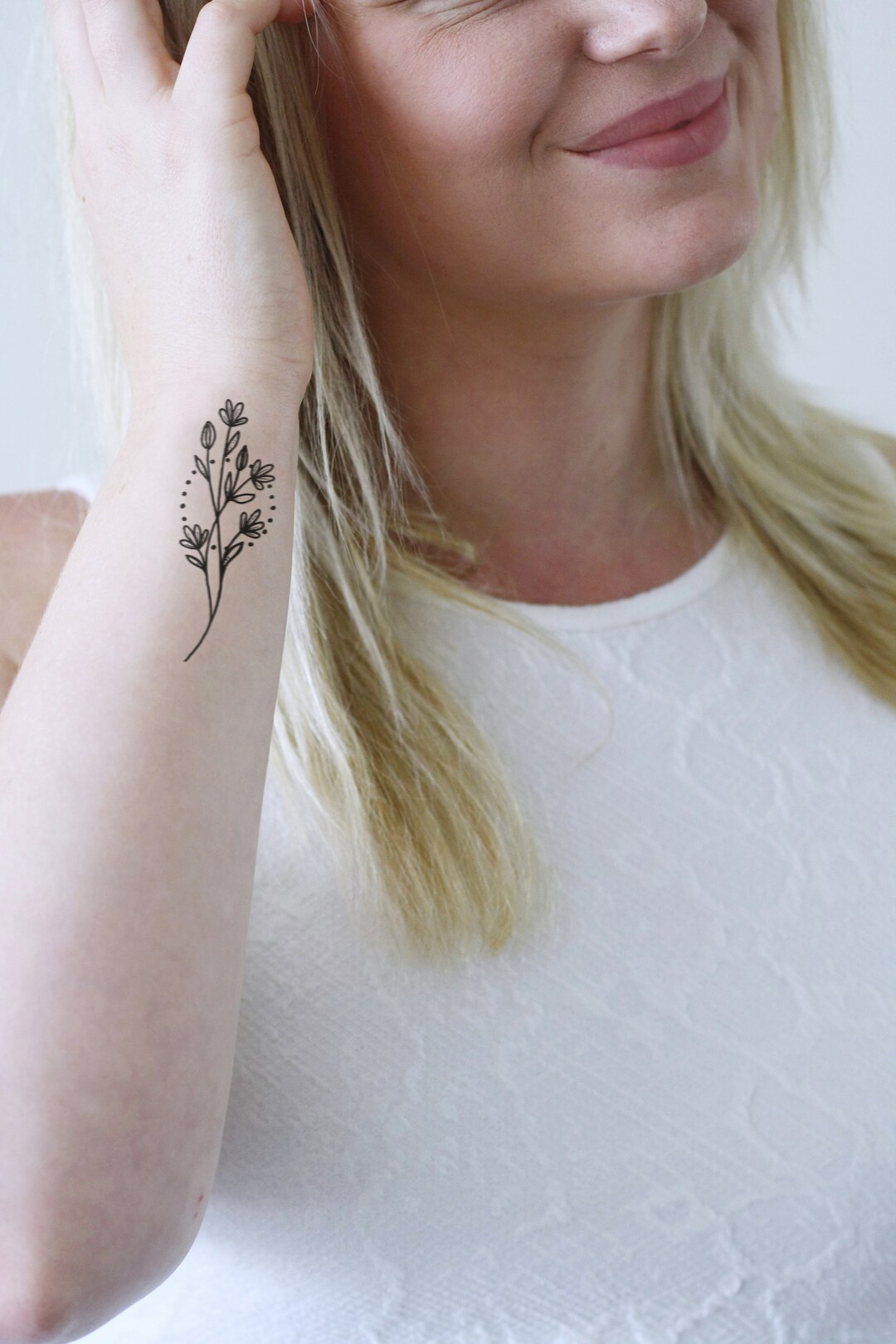 Flower Temporary Tattoo / Flower Branch Tattoo / Floral - Etsy