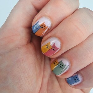 Colorful Cats Waterslide Nail Decals | DIY Nail Art | Cat Nail Stickers ...