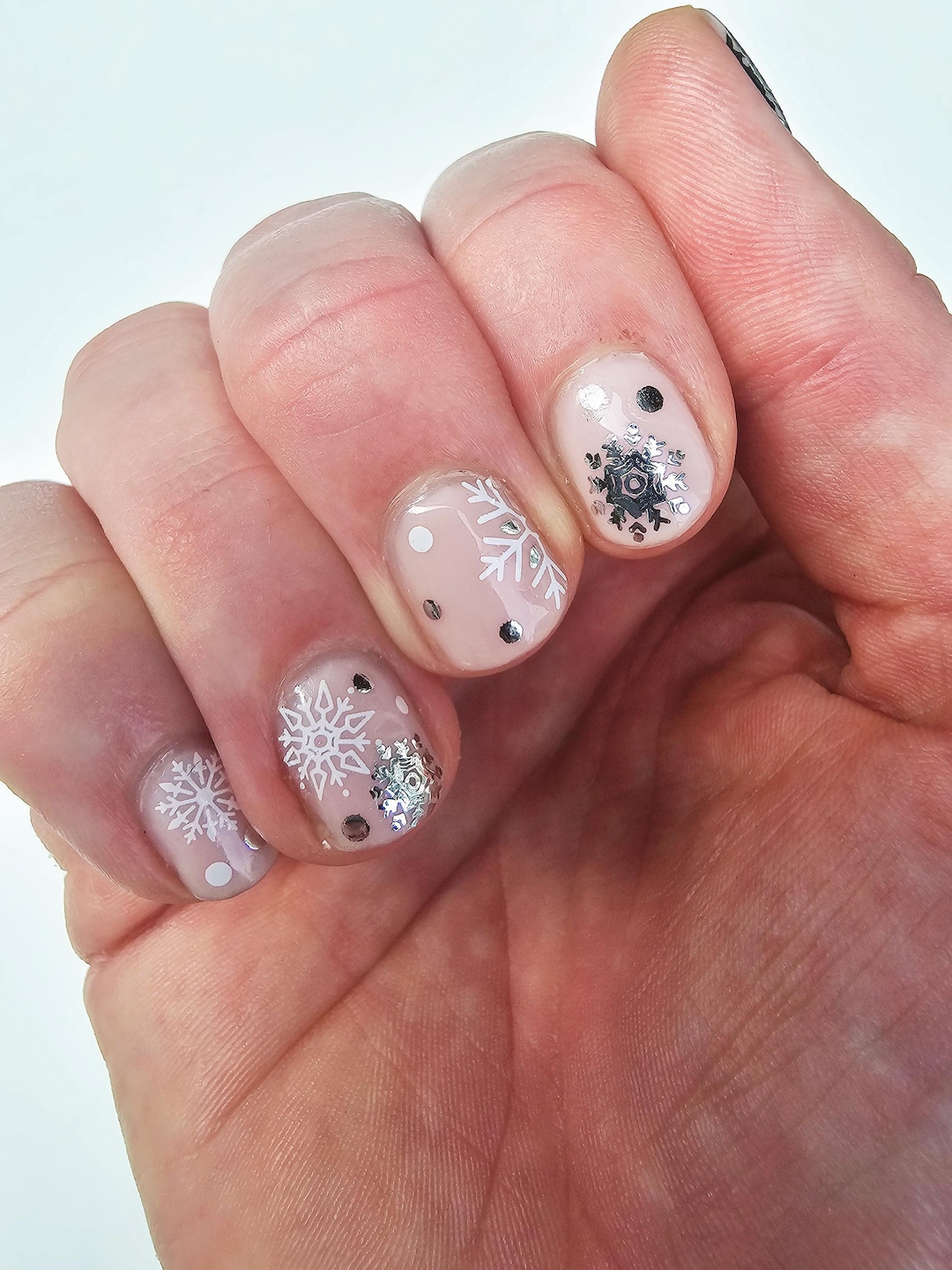 White and Silver Winter Snowflake Nail Decals | Christmas Nail Art ...