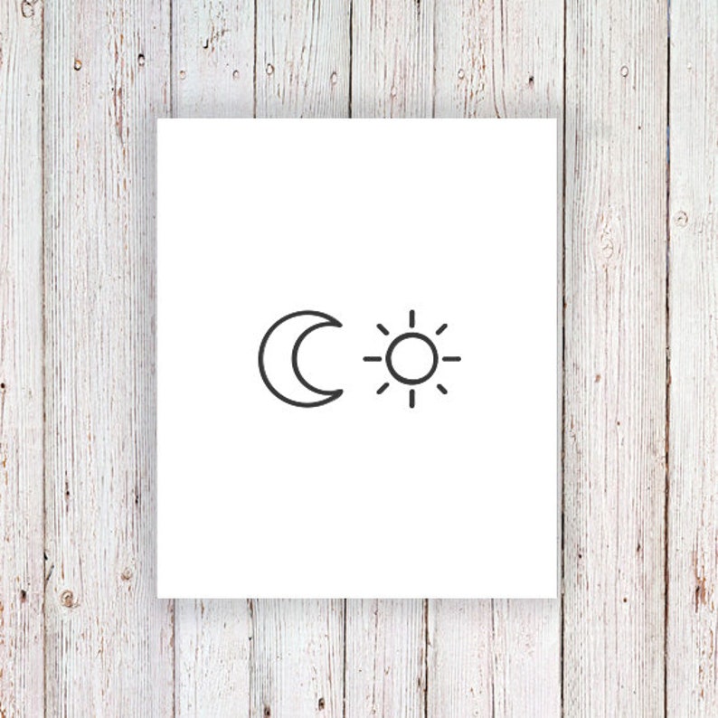 Moon and Sun Temporary Tattoo Set – Celestial Festival Design With ...