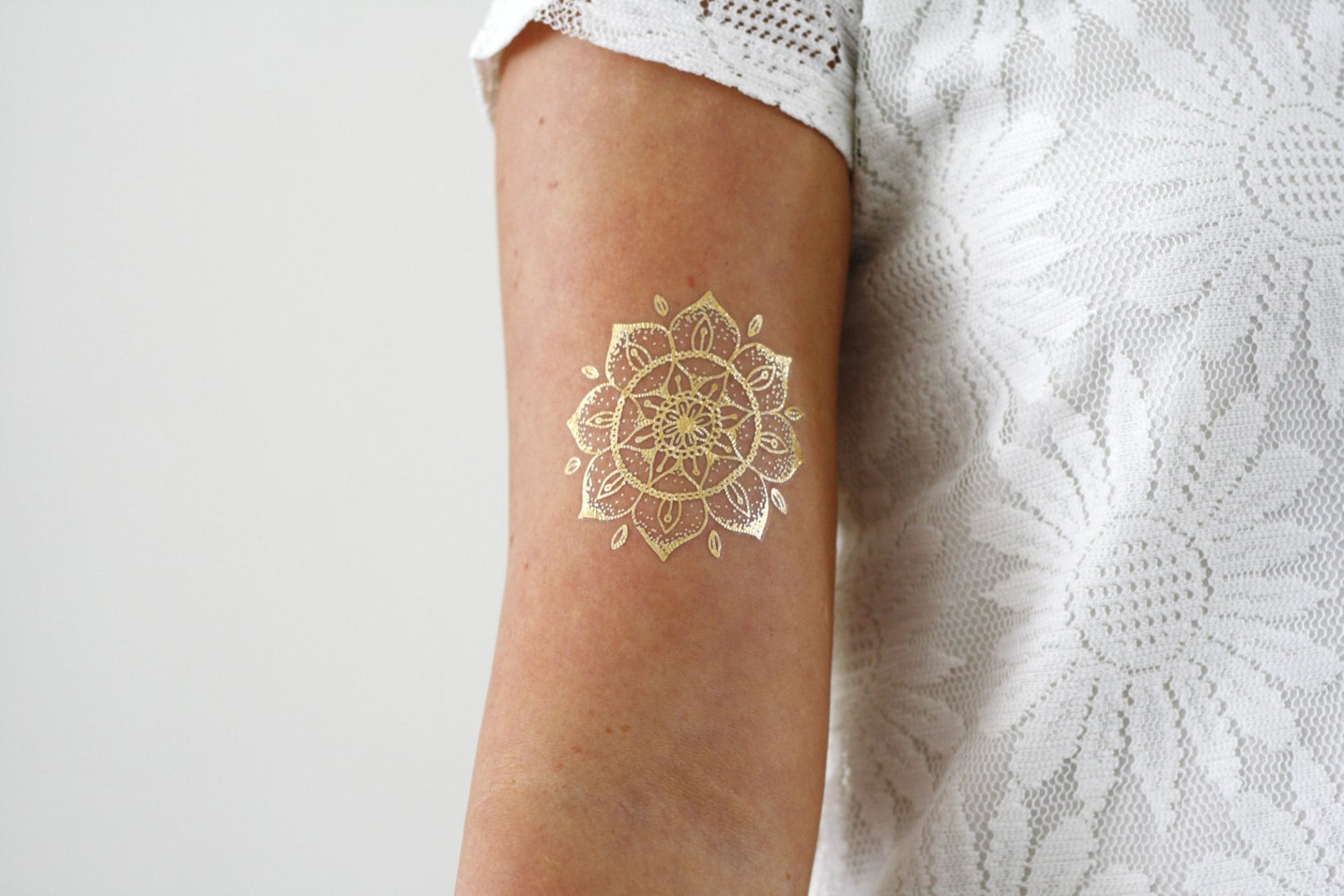 Gold Henna Mandala Temporary Tattoo | Gold Temporary Tattoo | Henna ...