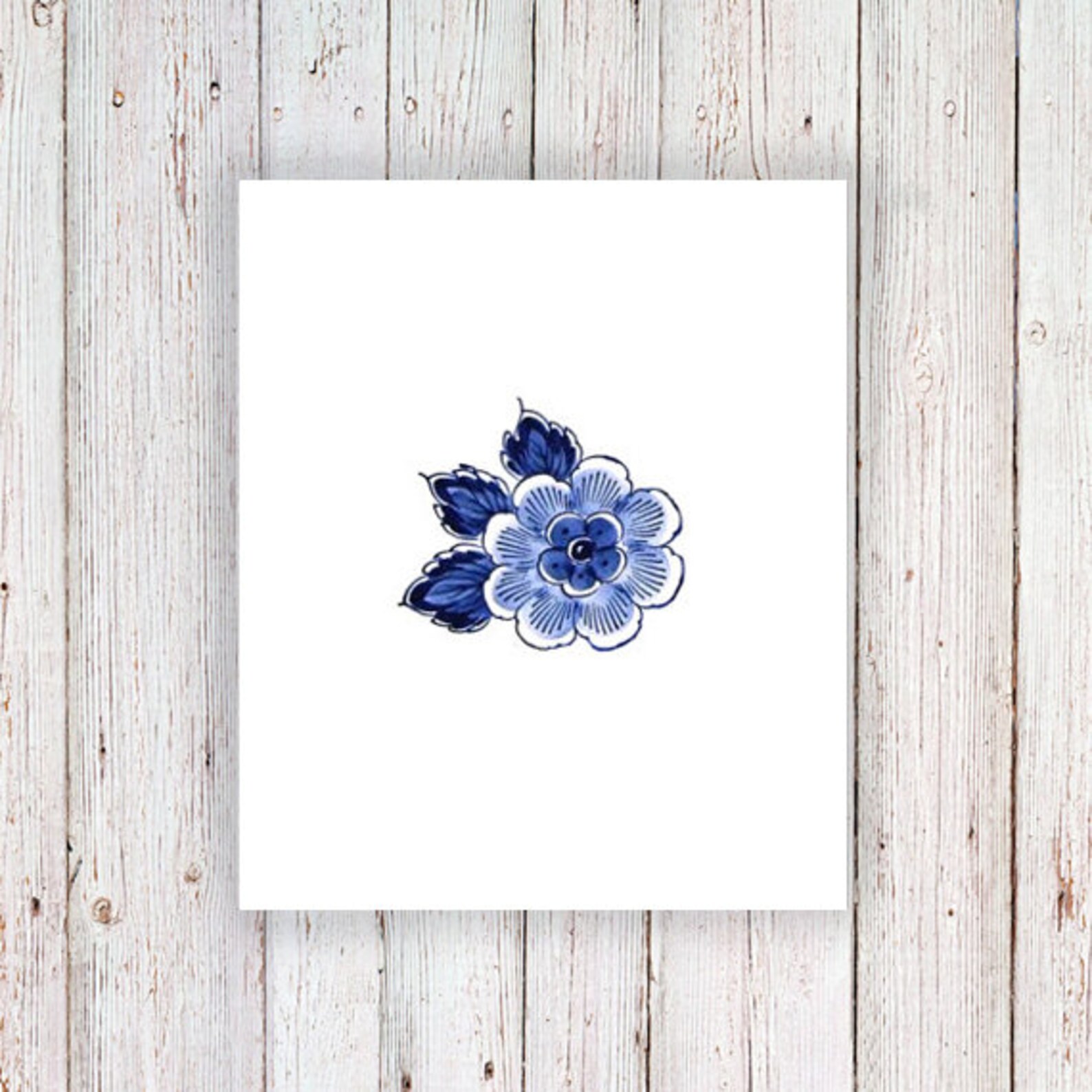 Delft Blue Floral Temporary Tattoo / Delft Blue Temporary - Etsy