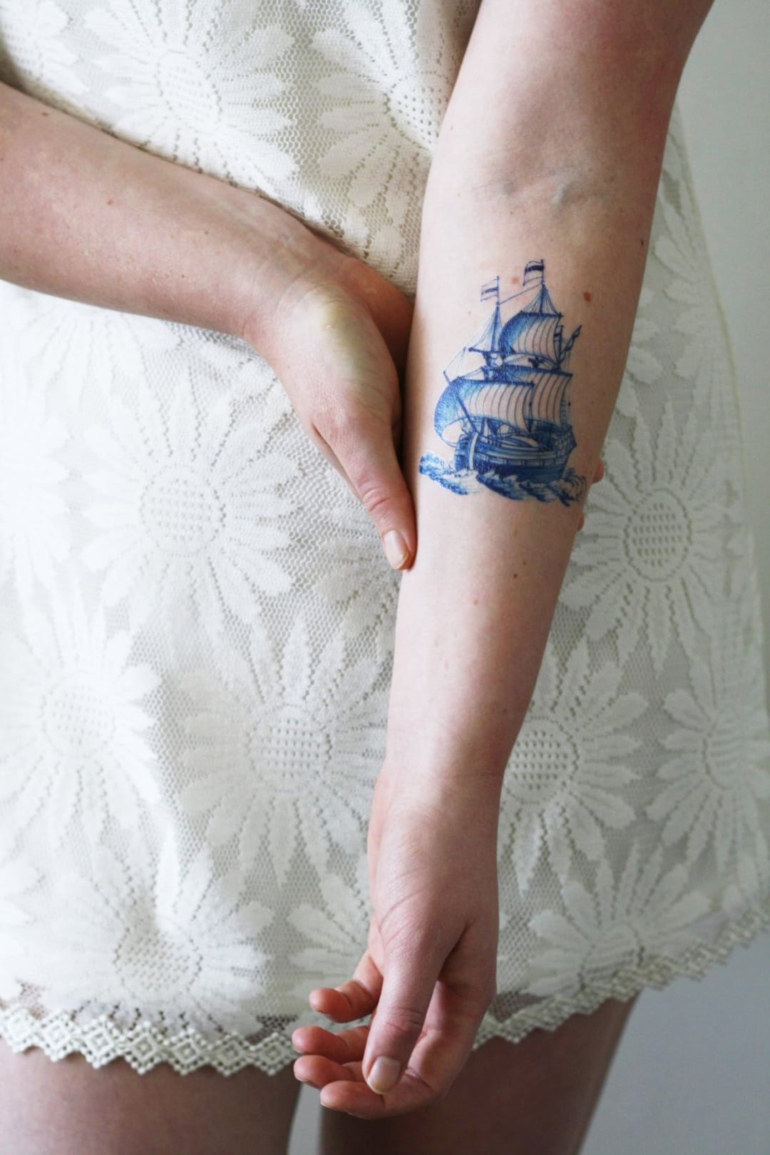 Delft Blue Ship Temporary Tattoo – Nautical Boat Design for Wedding or ...