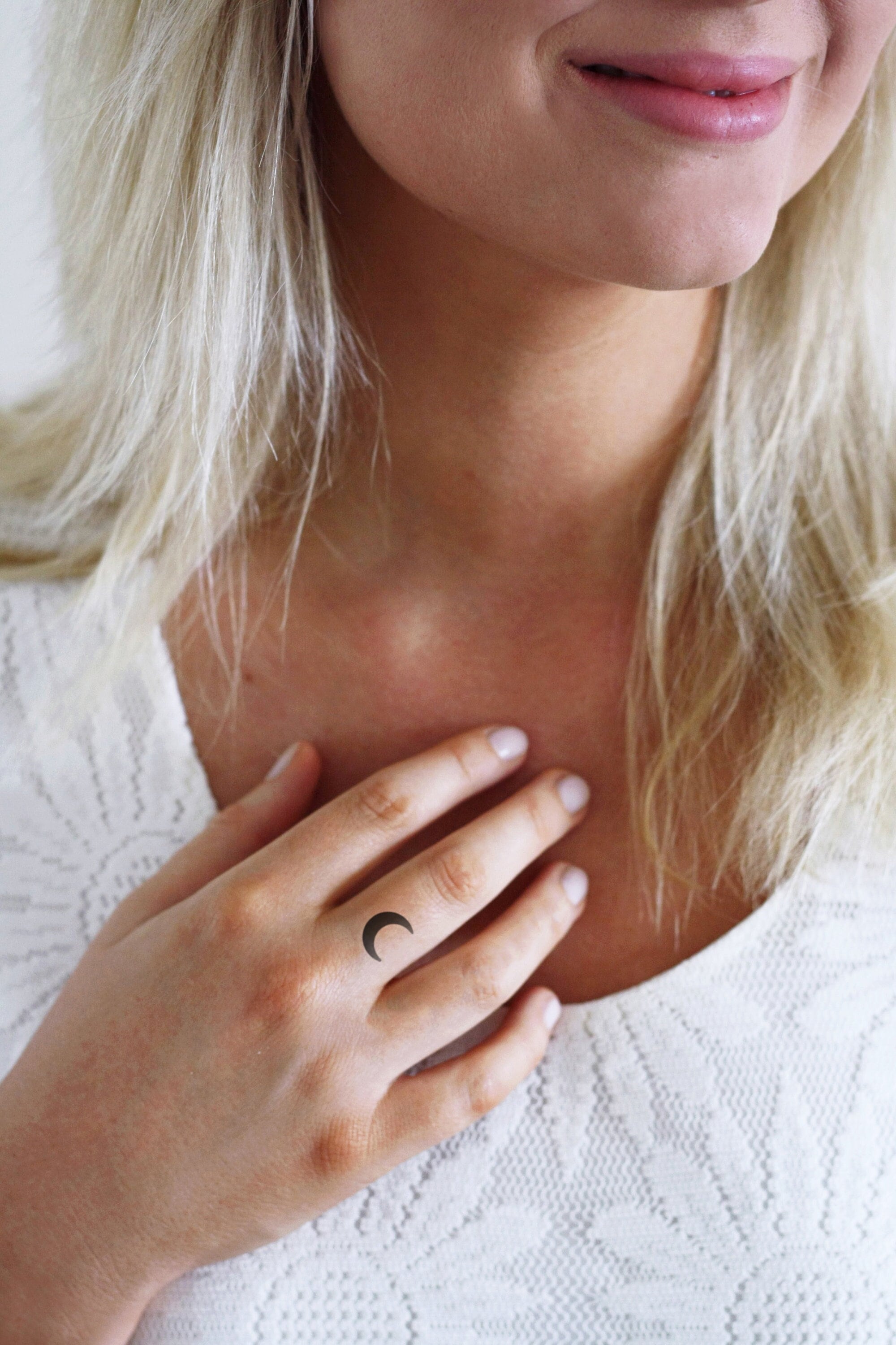 Crescent Moon Tattoo Finger