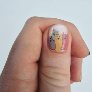 Colorful Cats Waterslide Nail Decals | DIY Nail Art | Cat Nail Stickers ...