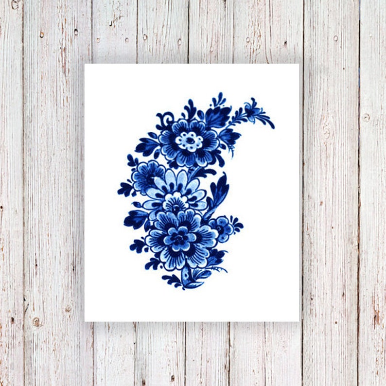 Dutch Delft Blue Temporary Tattoo | Floral Temporary Tattoo | Flower ...