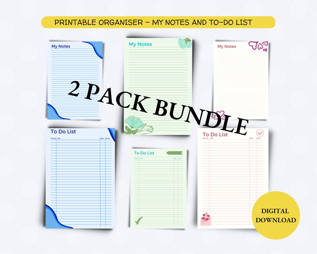 Printable My Notes and to Do List, A4 , PDF - Etsy