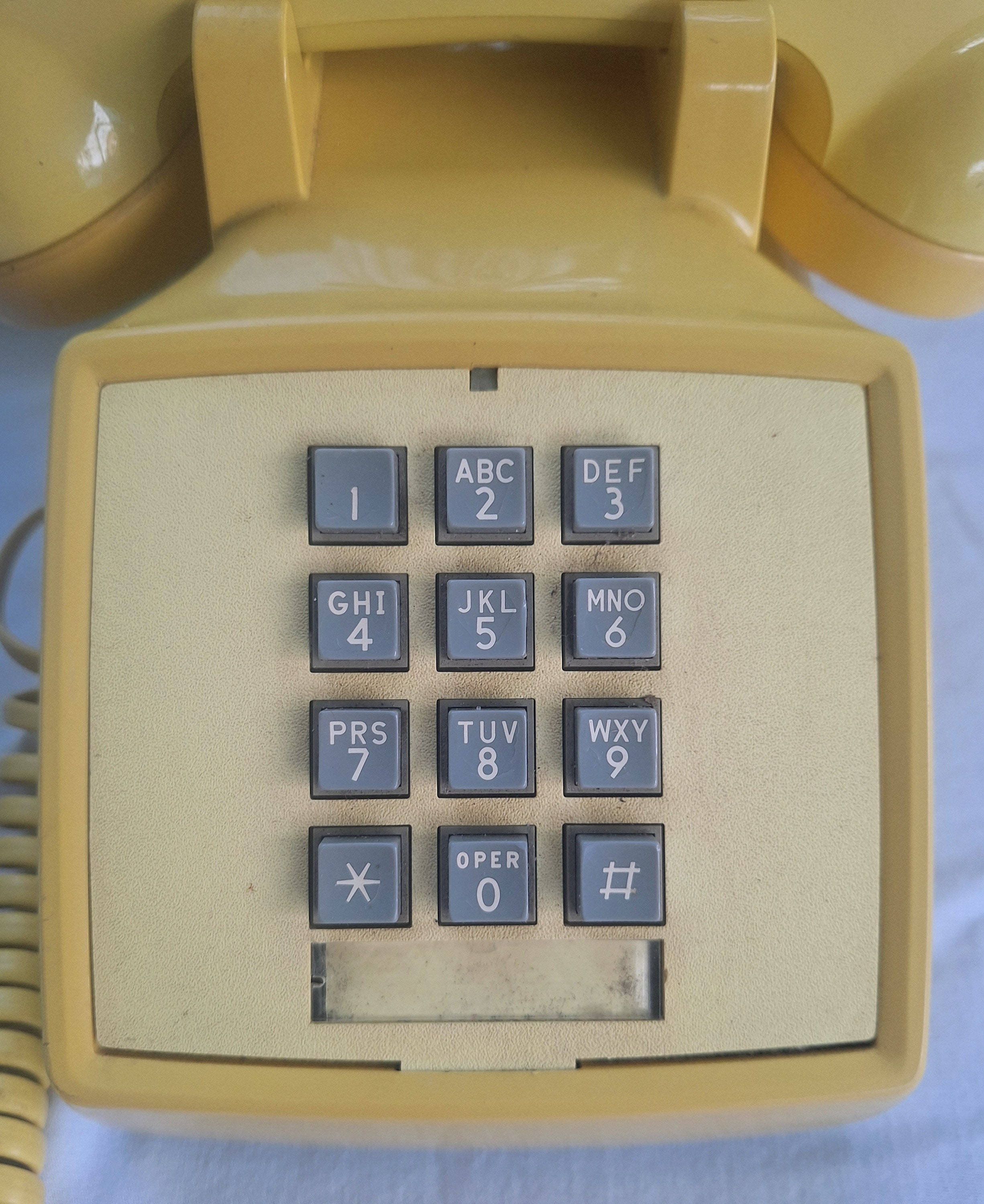 Vintage Mid Century Mustard Yellow 1970's Push Dial Retro Seventies ...
