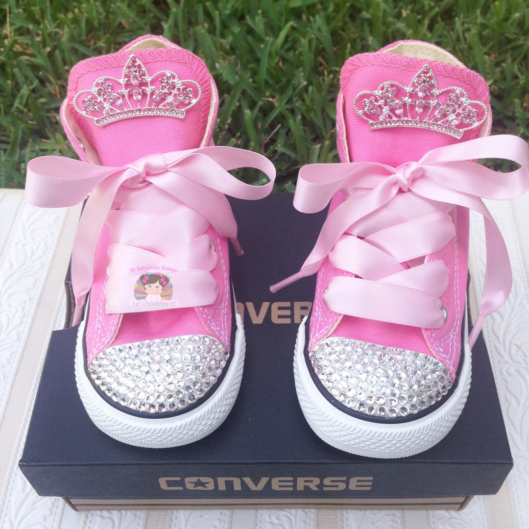 Princess Tiara Converse Shoes, Princess Tiara Bling Shoes, Pink ...