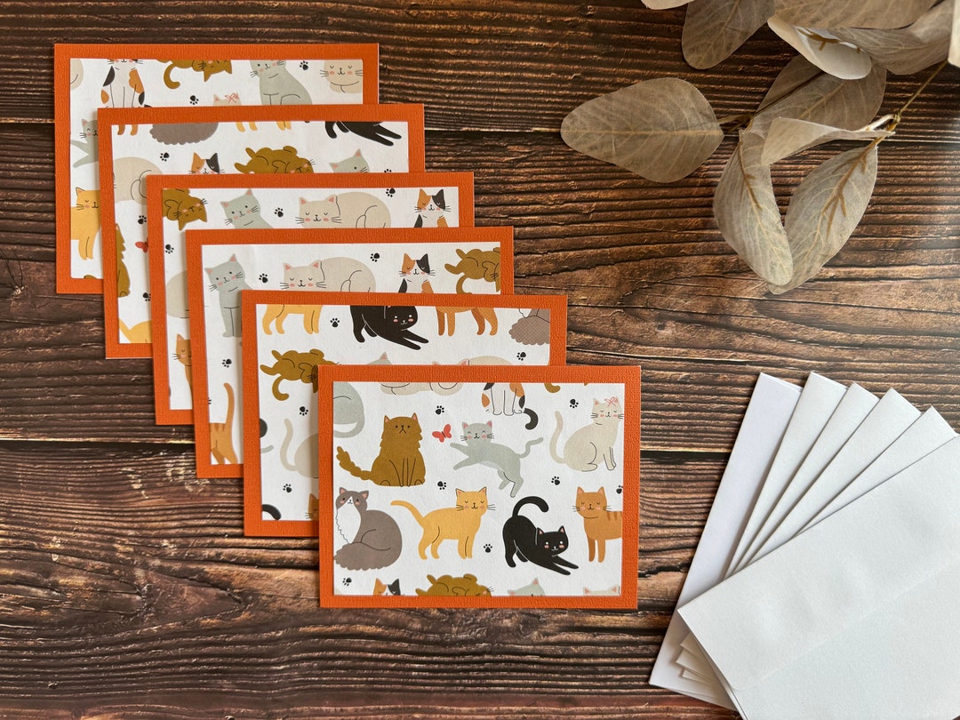 Cat Note Card Set of 6 Blank Notecards With Envelopes - Etsy