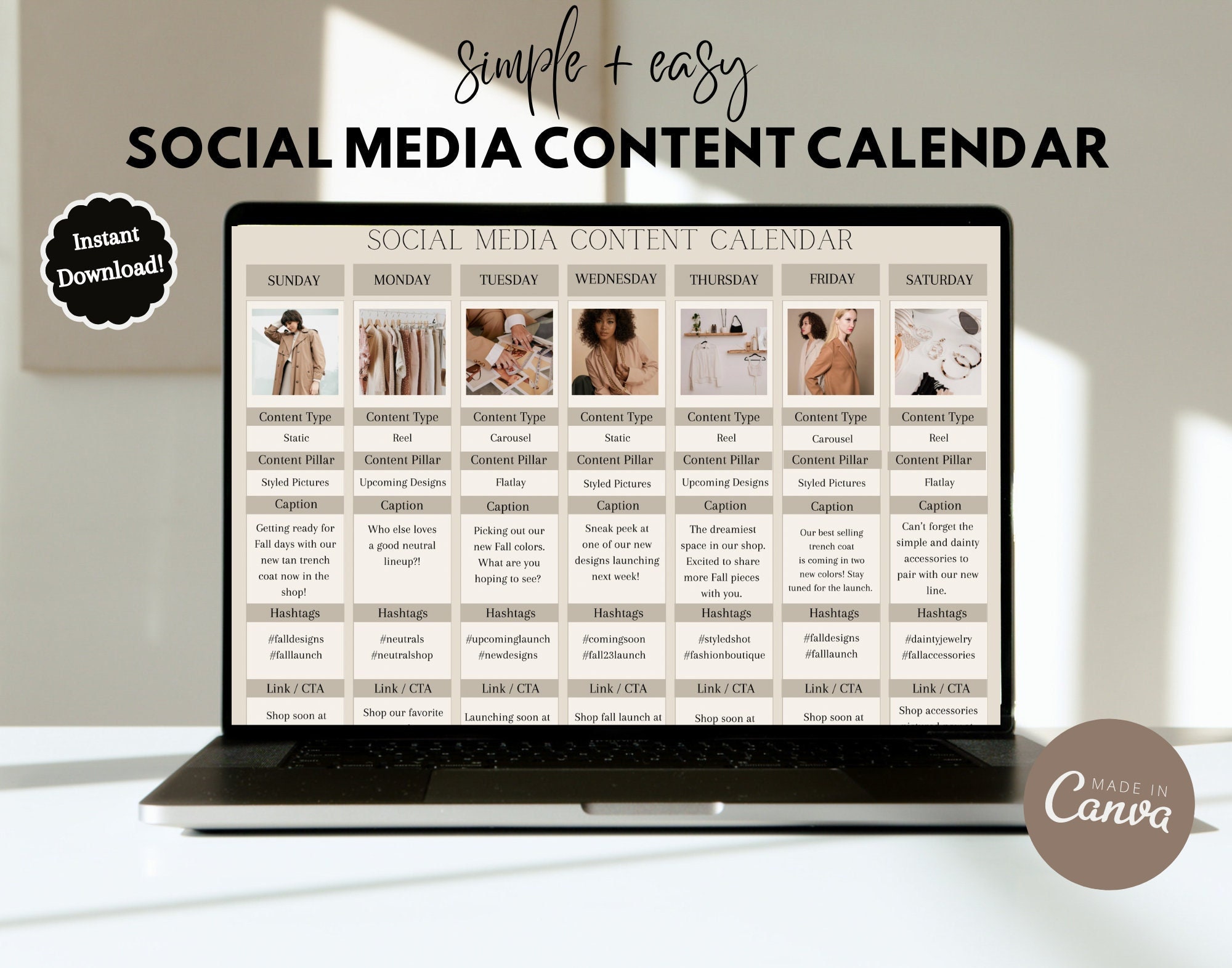 Social Media Content Calendar Canva Content Calendar Social Media ...