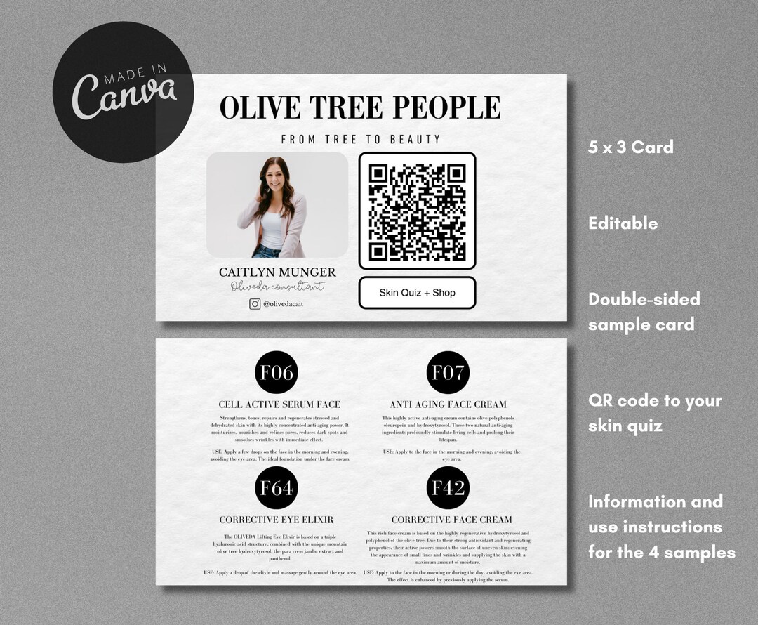 Sample Card Insert Oliveda Sample Card Olive Tree People Sample Card ...