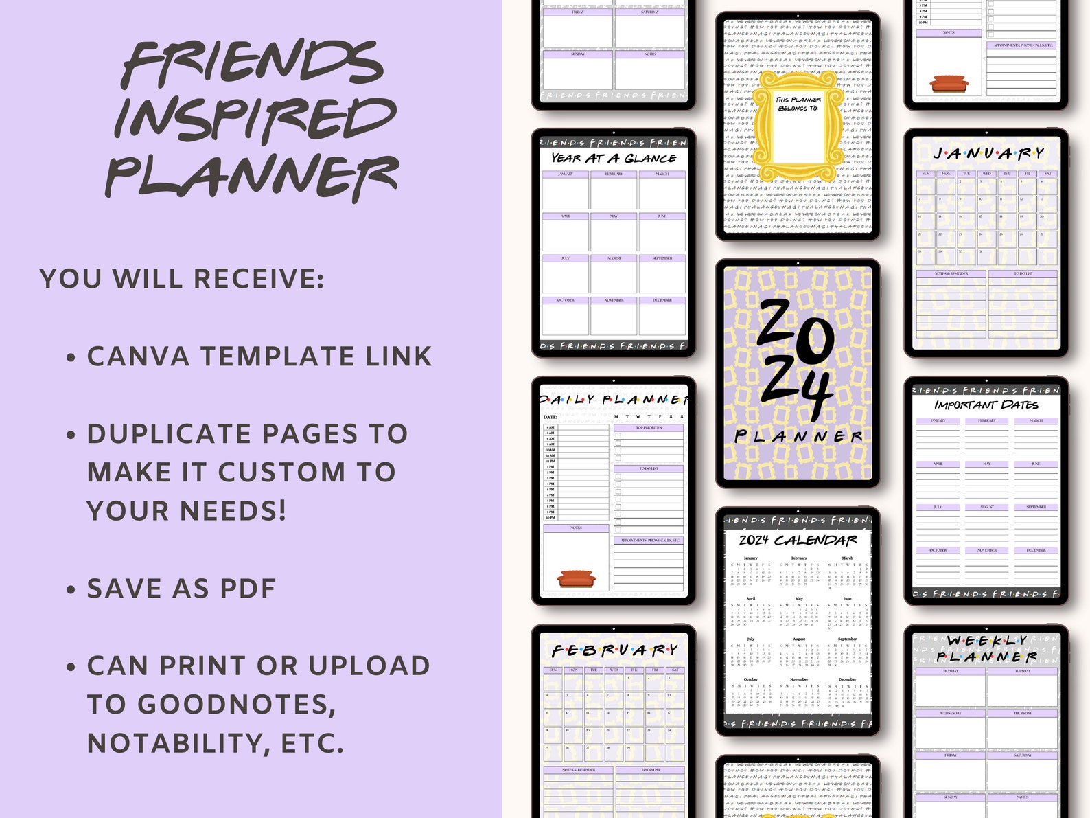 Digital Planner Friends Theme Planner Friends Inspired Digital Planner ...