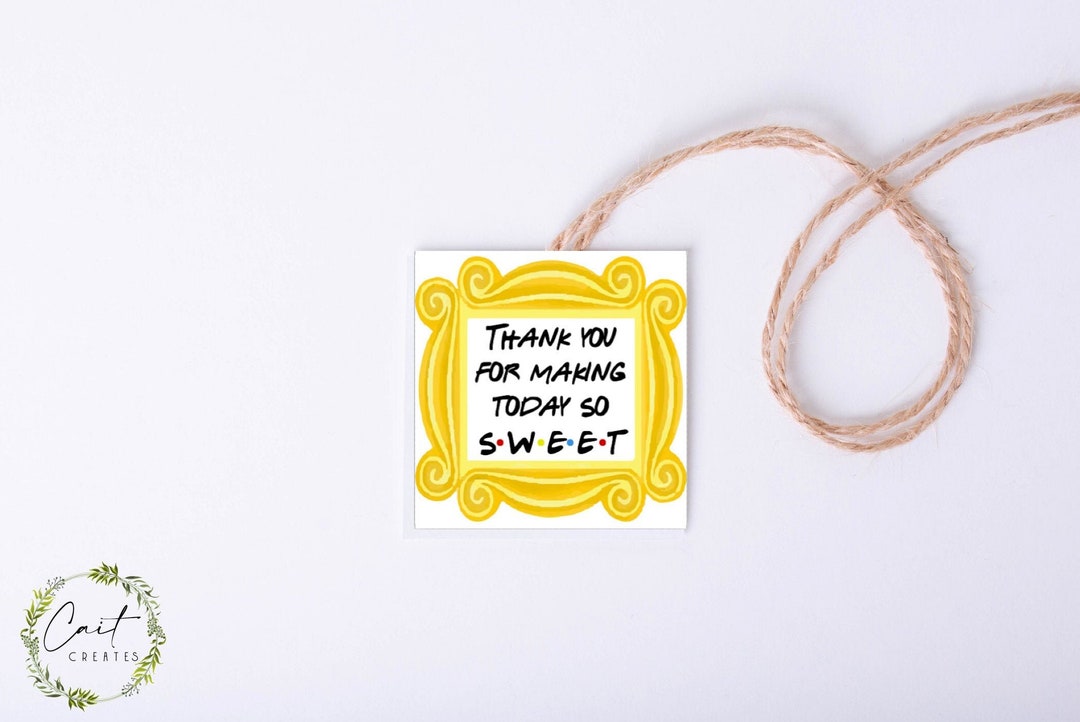 Friends Theme Favor Tag - Yellow Frame - Square 3 X 3 - Printable ...