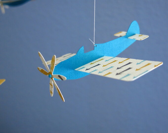Paper Airplane Mobile Yellow & Blue Arrows - Etsy