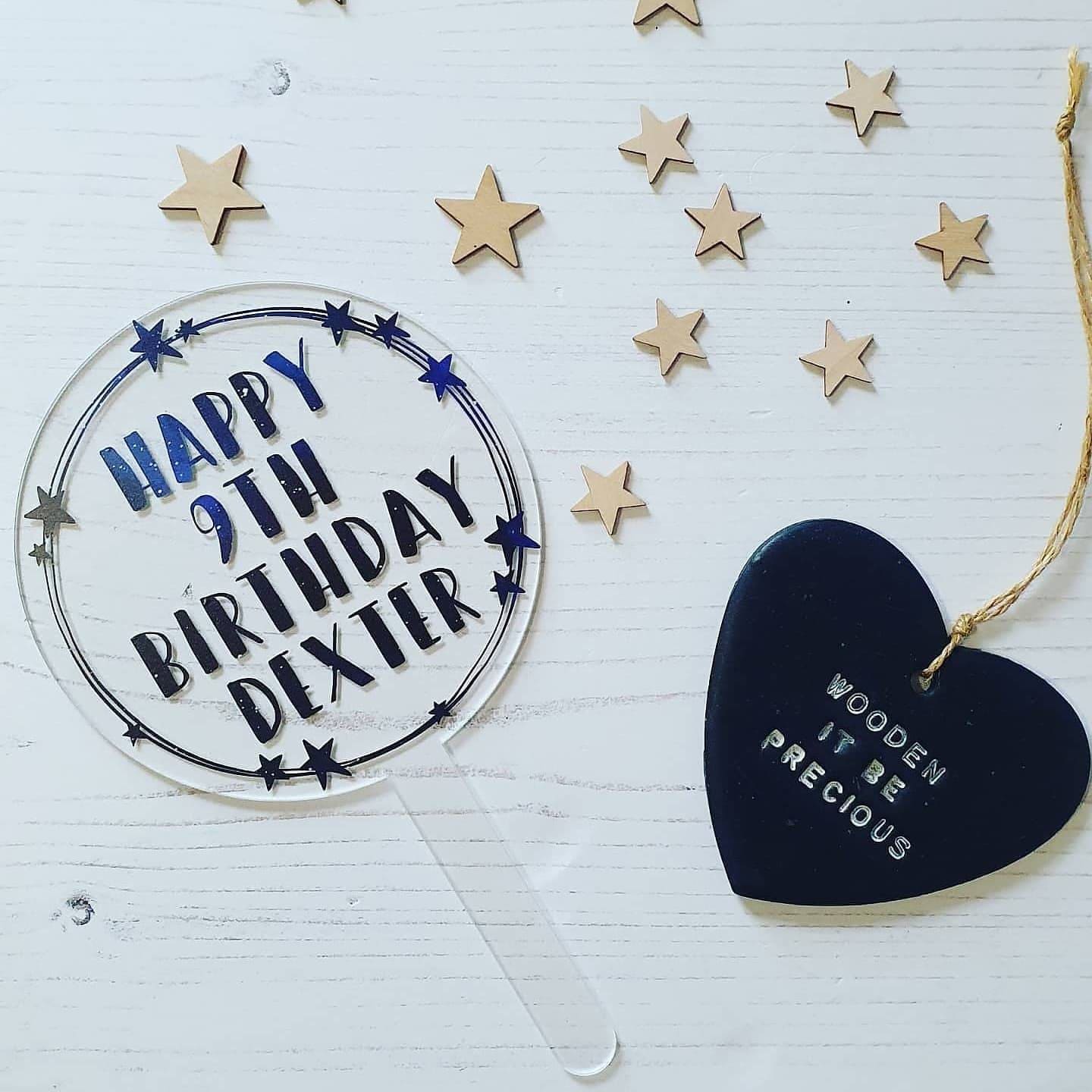 Personalised circular cake topper birthday cake topper | Etsy