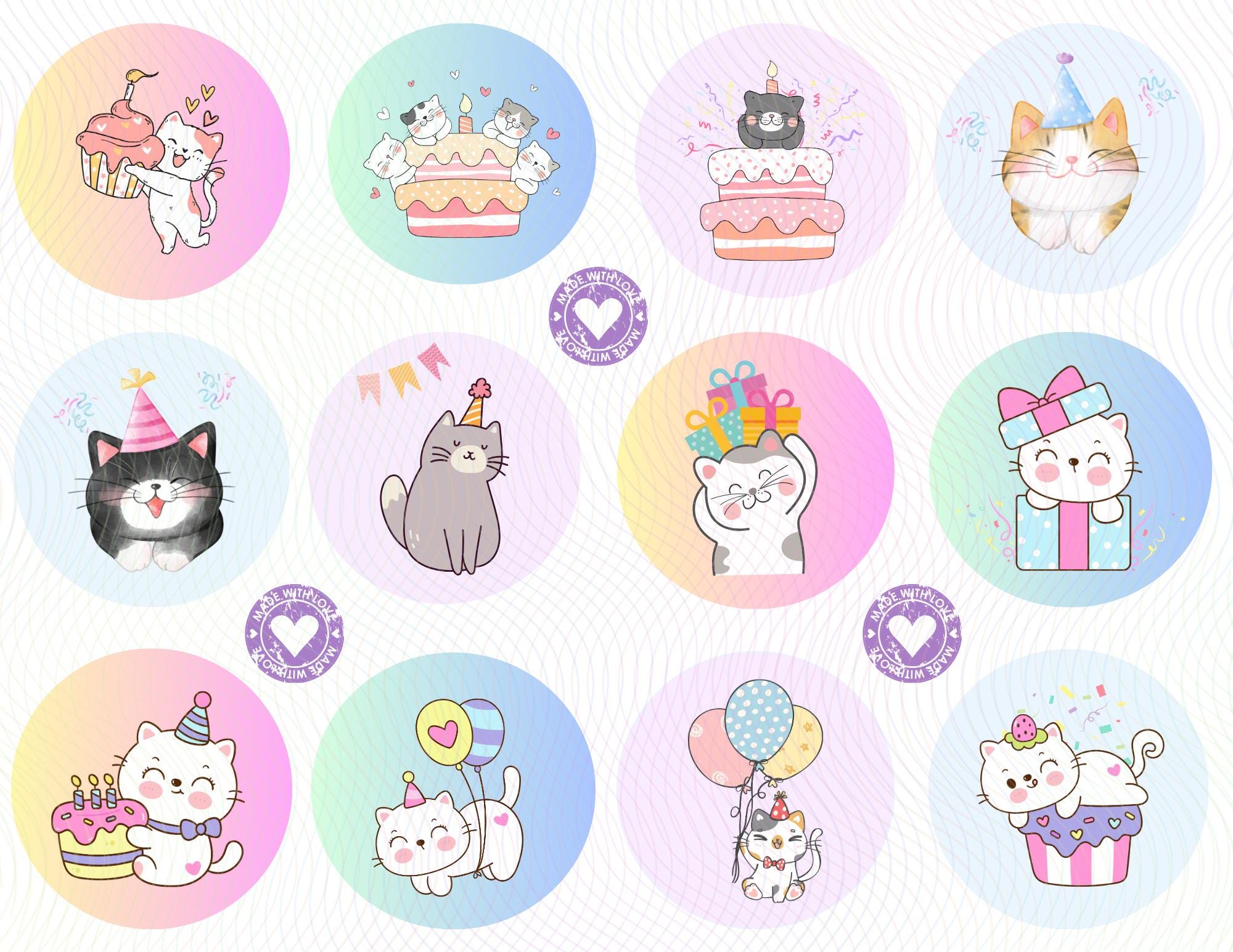 Cat Printable Cupcake Toppers (12 Designs) for Birthday/party/event - Etsy
