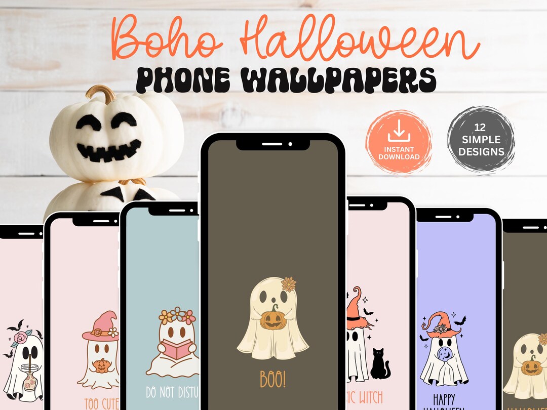 Boho Halloween Phone Wallpapers | Ghosts Wallpaper | Boho Wallpaper ...