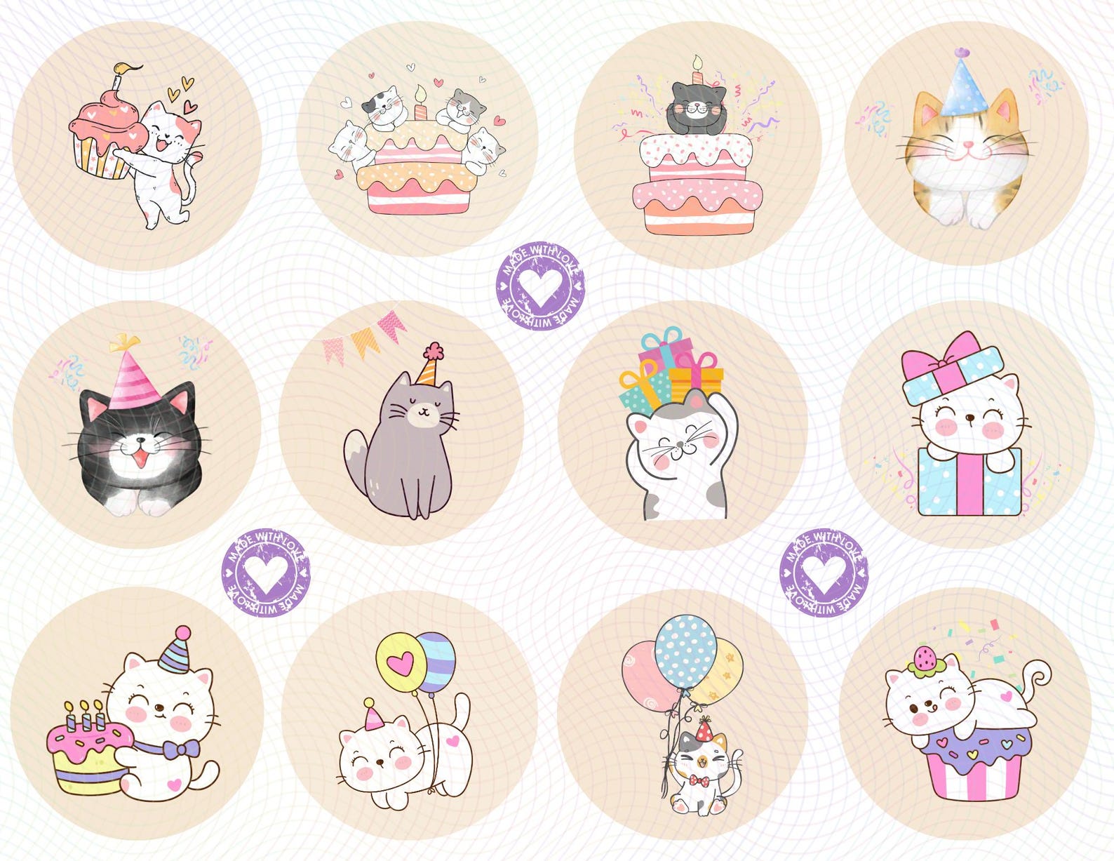Cat Printable Cupcake Toppers (12 Designs) for Birthday/party/event - Etsy