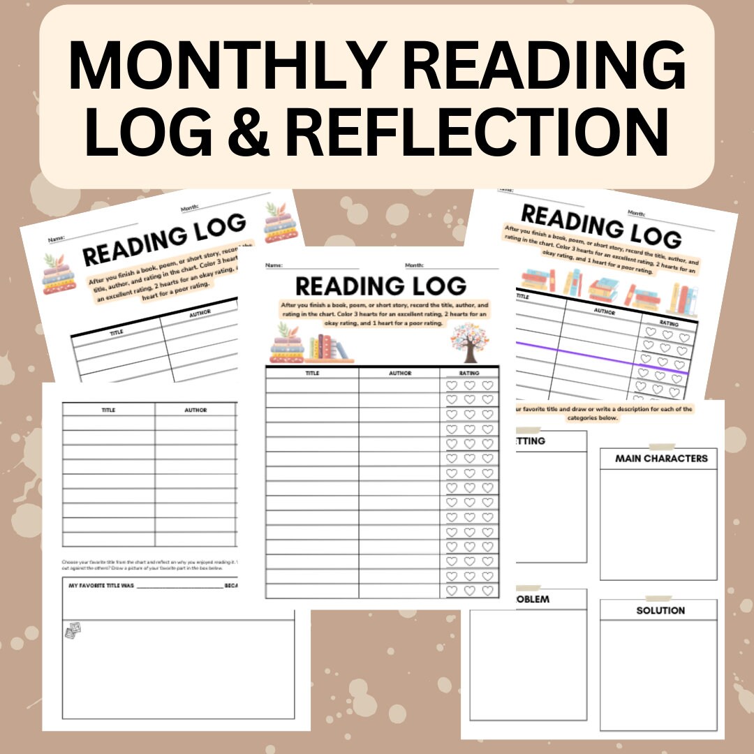 Monthly Reading Log & Reflection | Homeschool | Language Arts - Etsy
