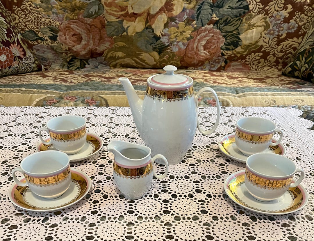 Vintage/antique Royal Epiag Porcelain Tea Set Czechoslovakia With Real ...